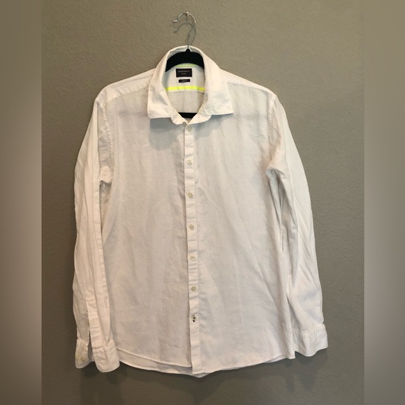 Shirts | Benvenuto Purple Slim Fit Mens White Button Up Shirt Neon ...